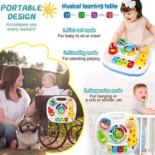 HQXBNBY Baby Toys 6 to 12 Months, Musical Learning Table Baby Toys for 1 2 3 Year Old Boys Girls Early Education Activity Center Baby Toys 12-18 Months Kids Toddler Birthday Gifts