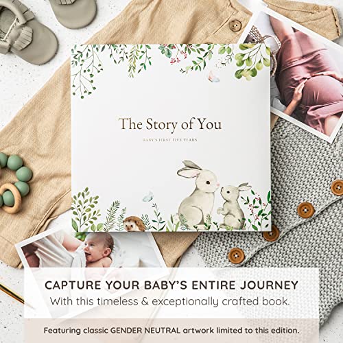 Keepsake Baby Memory Book for Baby Boy or Girl – Timeless Baby First 5 Year Baby Book – A Milestone Book to Record Every Event from Birth to Age 5 – Gender Neutral Baby Journal Scrapbook Photo Album