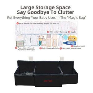 Holy Cat Hanging BabHanging Baby Diaper Caddy Organizer with Paper Pocket for Changing Table Crib Playard Organization Nursery Organization Hanging Nursery-BLACK…