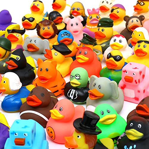 XY-WQ Rubber Duck 50 Pack for Jeeps Bath Toy Assortment - Bulk Floater Duck for Kids - Baby Showers Accessories - Party Favors, Birthdays, Bath Time, and More (50 Varieties)