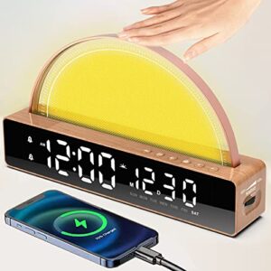 sinfoxeon sunrise alarm clock, wake up light with simulation sunrise touch dynamic atmosphere light 6 natural sounds 7 color sleep breathing light suitable for kids and heavy sleepers