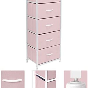 Sorbus Fabric Dresser for Kids Bedroom - Chest of 5 Drawers, Tall Storage Tower, Clothing Organizer, for Closet, for Playroom, for Nursery, Steel Frame, Fabric Bins - Wood Handle (Pink)