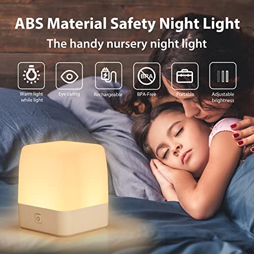 Portable Night Light for Kids, LED Nursery Night Light for babies, Rechargeable Nursing Light Dimming Nightlight Baby Lamp Touch Night Light Bedside Lamp for Breastfeeding with Memory Function