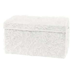 sweet jojo designs white floral rose girl small fabric toy bin storage box chest for baby nursery kid room - solid flower luxurious elegant princess vintage boho shabby chic luxury glam high end roses