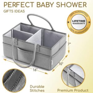 Baby Diaper Caddy Nursery Storage Bin and Car Organizer for Diapers and Baby Wipes Gray