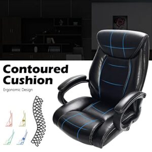 OUTFINE Heavy Duty Office Chair 400lbs Executive Office Chair Leather Desk Chair Computer Chair with Ergonomic Support Tilting Function Upholstered in Leather Blcak