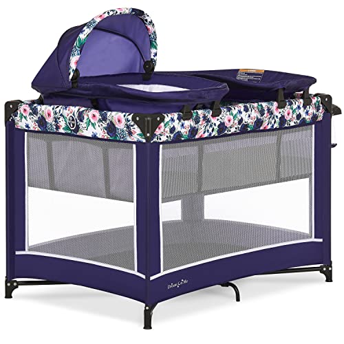 Dream On Me Lilly Deluxe-Playard in Floral Bloom with Full Bassinet, Changing Tray and Infant Bassinet with Canopy Waterproof Fabric, JPMA Certified, Lightweight