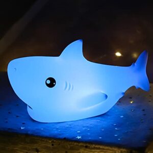 zklili cute shark night light, shark lights for boys girls christmas gifts nightlight kids teens room decor, silicone animal night lamp