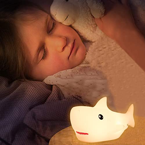 ZKLiLi Cute Shark Night Light, Shark Lights for Boys Girls Christmas Gifts Nightlight Kids Teens Room Decor, Silicone Animal Night Lamp