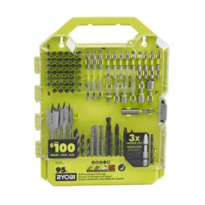 ryobi drill and impact drive kit (95-piece) with carry case