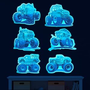 truck wall decals glow in the dark wall decals removable digger wall stickers large car jam vhicle construction wall decals for kids girls boys bedroom living room playroom nursery wall decor