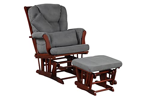 Artiva USA Wood Glider Chair and Ottoman Mircofiber Cushion Set