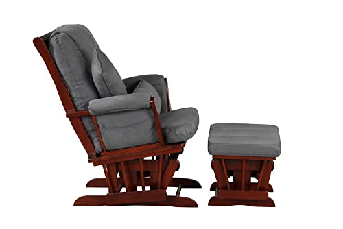 Artiva USA Wood Glider Chair and Ottoman Mircofiber Cushion Set