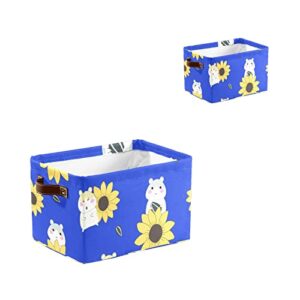 Seamless Cute Hamster and Sunflower Storage Bin Box with Handle Collapsible Closet Organizer Basket for Clothes Pets Toy Nursery