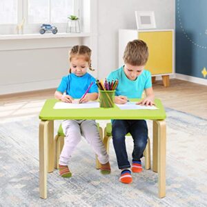 BETTARY Kids Bentwood Curved Back Table & Chair Set, Premium Toddlers Wood Furniture for Kids Reading, Arts, Crafts, Homework, Snack Time, Ideal for Daycares Playroom Home Classroom (Green)