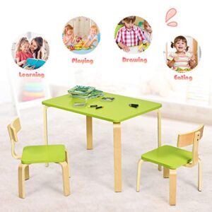 BETTARY Kids Bentwood Curved Back Table & Chair Set, Premium Toddlers Wood Furniture for Kids Reading, Arts, Crafts, Homework, Snack Time, Ideal for Daycares Playroom Home Classroom (Green)