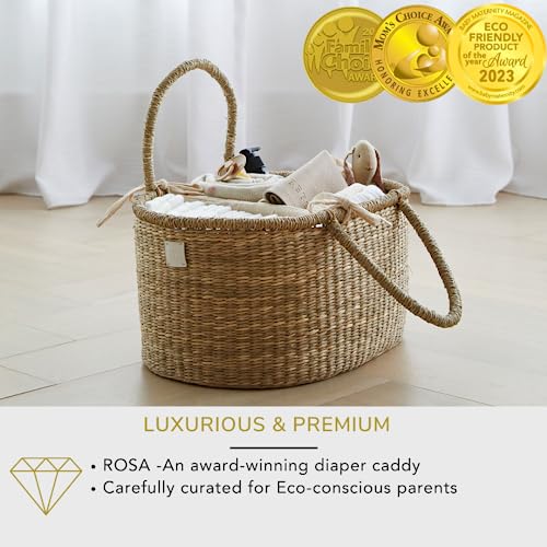 BEBE BASK Premium Nursery Bundle - Matching Baby Changing Basket & Baby Diaper Caddy Organizer - Handmade & Organic