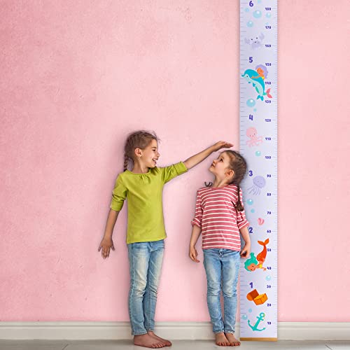 RubyRoo Baby Growth Chart - Growth Chart for Kids - Nursery or Toddler Room Wall Decor for Girl - Removable Roll Up Canvas Children Height Measure Chart with Wood Frame - 7.9" x 79" Seaworld Theme