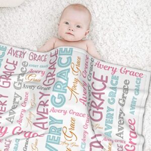 Custom Blanket for Baby Girls Boys Personalized Baby Blankets with Name Personalized Blankets for Kids Custom Baby Blanket Custom Baby Blanket with Name Personalized Baby Items (Pink)