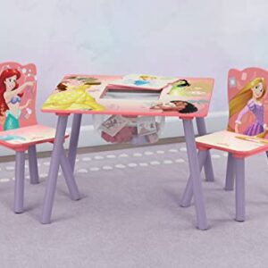 Delta Children Kids Table and Chair Set with Storage (2 Chairs Included) - Ideal for Arts & Crafts, Snack Time, Homeschooling, Homework & More, Disney Princess