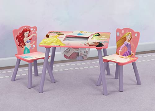 Delta Children Kids Table and Chair Set with Storage (2 Chairs Included) - Ideal for Arts & Crafts, Snack Time, Homeschooling, Homework & More, Disney Princess