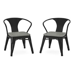 delta children bistro 2-piece chair set, black metal/grey barnboard