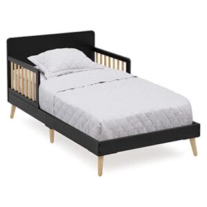 delta children logan wood toddler bed, greenguard gold certified, midnight grey/natural