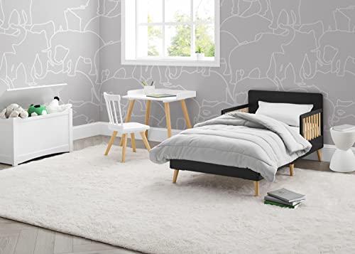 Delta Children Logan Wood Toddler Bed, Greenguard Gold Certified, Midnight Grey/Natural