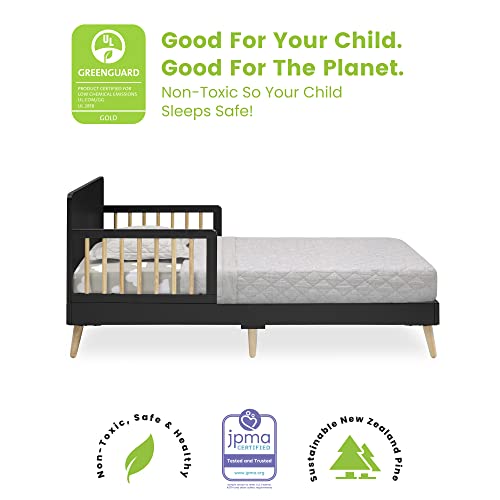 Delta Children Logan Wood Toddler Bed, Greenguard Gold Certified, Midnight Grey/Natural