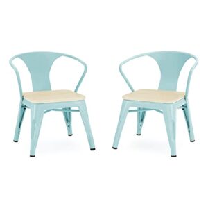 delta children bistro 2-piece chair set, aqua metal/natural birch