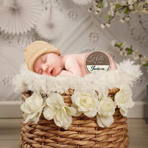 Birth Announcement Sign Baby Announcement Sign Wooden Newborn Sign Baby Name Sign Round Wood Plaque with Black Paint Marker for Baby Name and Birth Detail, 7.87 Inch (Brown)