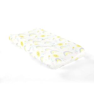 lush decor sunshine rainbow soft & plush changing pad cover, 32" x 16", yellow