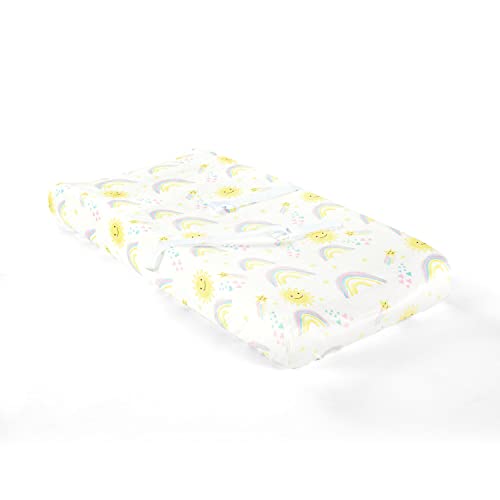 Lush Decor Sunshine Rainbow Soft & Plush Changing Pad Cover, 32" x 16", Yellow