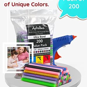 200 Pack Color Hot Glue Sticks. Variety Colored Glue Gun Sticks. Hot Melt Adhesive Mini Glue Sticks for DIY Art Craft Repair Bonding Bulk Gold Black Yellow Pink Red Purple