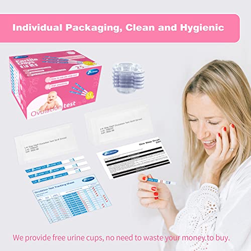 Ovulation Test Strips, HEAL-CHECK Ovulation Kits for Women, Bulk Ovulation Tests with Urine Cup, Extra-Wide 5mm LH Strips, Accurate Individually Wrapped Fertility Tests at Home,Pruebas de Ovulacion 25