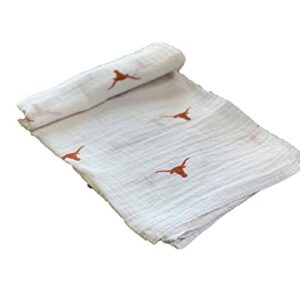 Three Little Anchors University of Texas, Austin Muslin Swaddle Blanket 47x47in, Texas Longhorns Swaddle