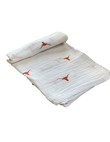 Three Little Anchors University of Texas, Austin Muslin Swaddle Blanket 47x47in, Texas Longhorns Swaddle