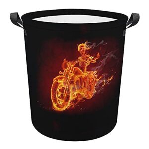 burning skeleton riding motorcycle oxford cloth laundry basket with handles storage basket for toy organizer kids room nursery hamper bathroom