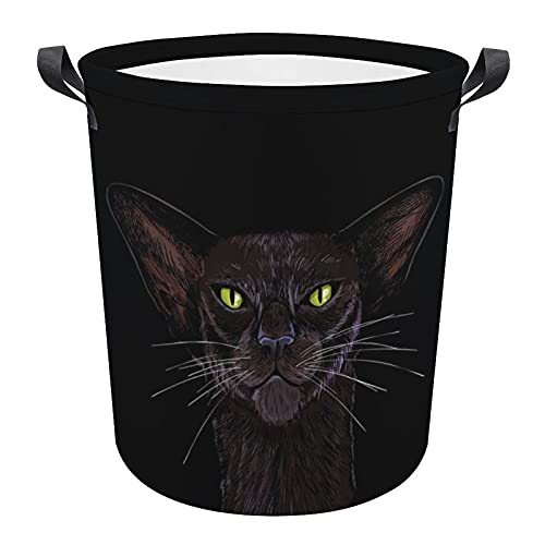 Black Cat Face Oxford Cloth Laundry Basket with Handles Storage Basket for Toy Organizer Kids Room Nursery Hamper Bathroom