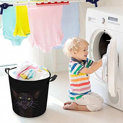 Black Cat Face Oxford Cloth Laundry Basket with Handles Storage Basket for Toy Organizer Kids Room Nursery Hamper Bathroom