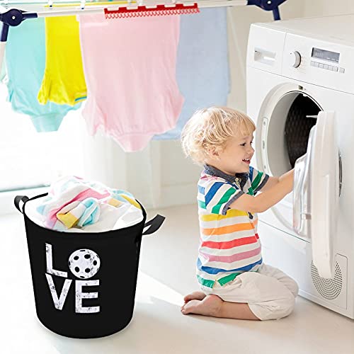 I Love Pickleball Oxford Cloth Laundry Basket with Handles Storage Basket for Toy Organizer Kids Room Nursery Hamper Bathroom