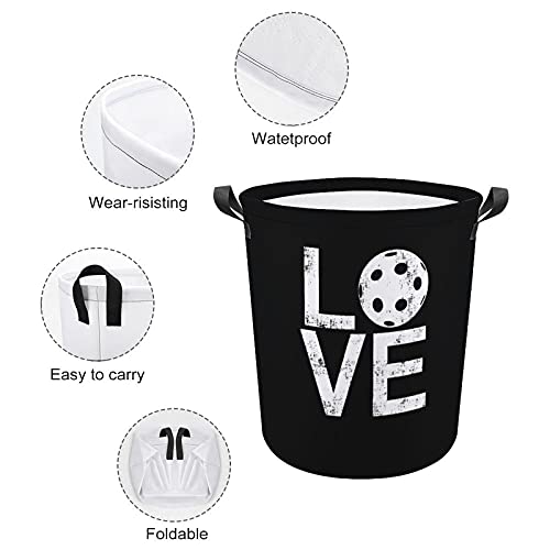 I Love Pickleball Oxford Cloth Laundry Basket with Handles Storage Basket for Toy Organizer Kids Room Nursery Hamper Bathroom