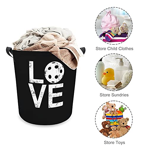 I Love Pickleball Oxford Cloth Laundry Basket with Handles Storage Basket for Toy Organizer Kids Room Nursery Hamper Bathroom