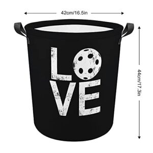 I Love Pickleball Oxford Cloth Laundry Basket with Handles Storage Basket for Toy Organizer Kids Room Nursery Hamper Bathroom