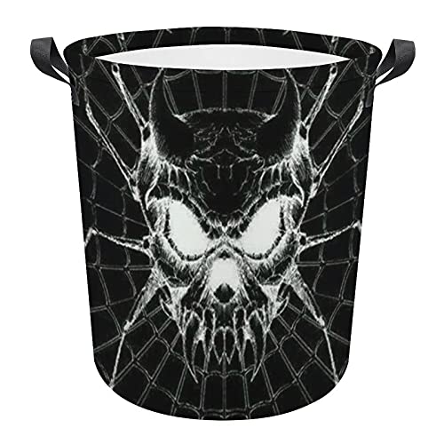 Spider Webs Skull Art Oxford Cloth Laundry Basket with Handles Storage Basket for Toy Organizer Kids Room Nursery Hamper Bathroom