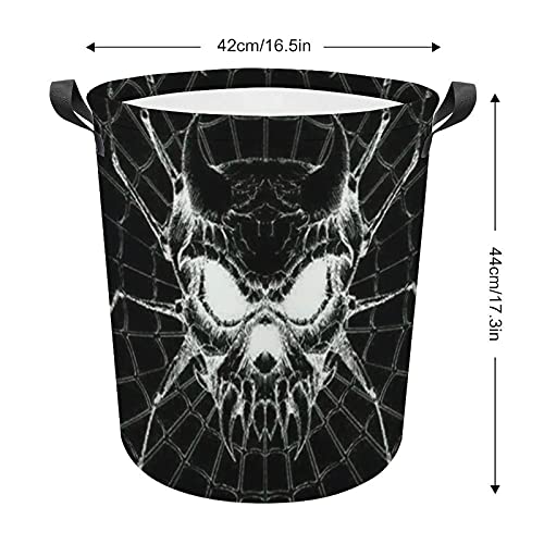 Spider Webs Skull Art Oxford Cloth Laundry Basket with Handles Storage Basket for Toy Organizer Kids Room Nursery Hamper Bathroom