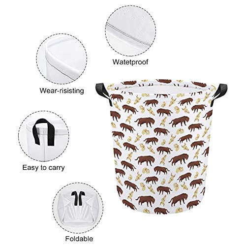 Cartoon Tiger and Skulls Oxford Cloth Laundry Basket with Handles Storage Basket for Toy Organizer Kids Room Nursery Hamper Bathroom