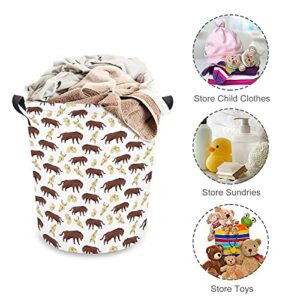 Cartoon Tiger and Skulls Oxford Cloth Laundry Basket with Handles Storage Basket for Toy Organizer Kids Room Nursery Hamper Bathroom