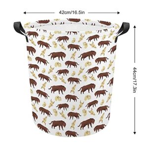 Cartoon Tiger and Skulls Oxford Cloth Laundry Basket with Handles Storage Basket for Toy Organizer Kids Room Nursery Hamper Bathroom