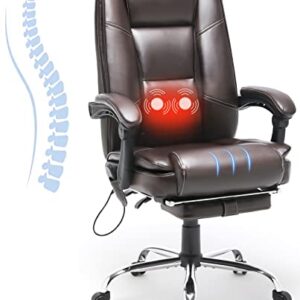 HOMREST Executive Office Chair, Ergonomic High Back Cushion Lumbar Back Support, Computer Desk Chair, Reclining Office Chair with Foot Rest, Padded Armrest, Adjustable Height, Massage and Heated